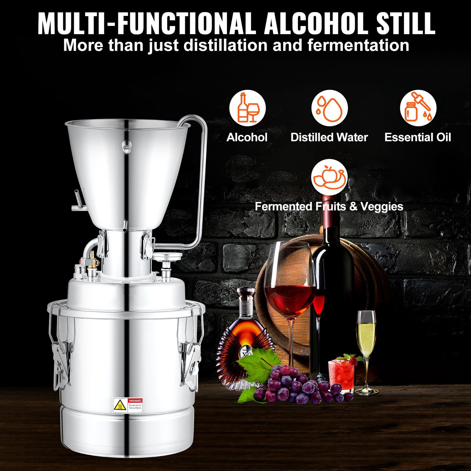 VEVOR 18 Gal Alcohol Distiller Machine | DIY Whiskey Home Still ...